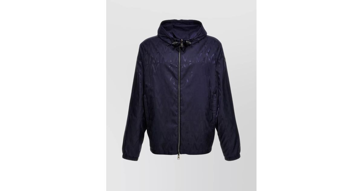 Moncler Reversible Jacket With Patterned Design And Hood in Blue for ...