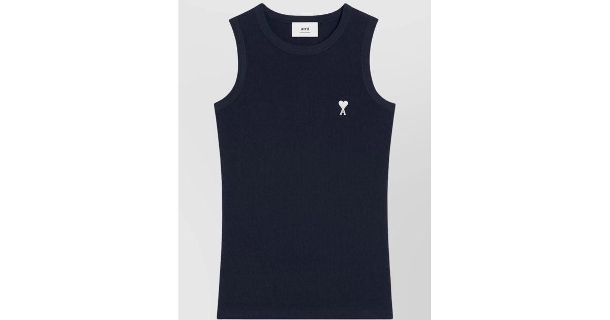 Ami Paris Crew Neck Ribbed Texture Sleeveless Vest in Blue for Men | Lyst