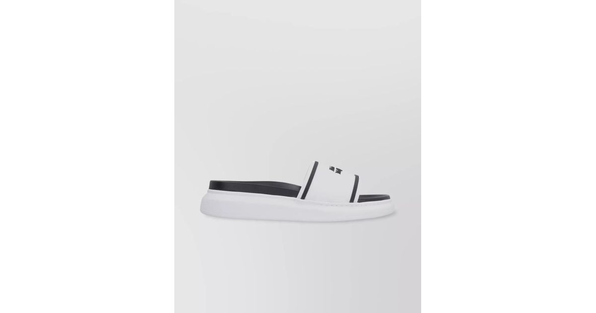 McQueen Rubber Slides Logo Detail in Metallic | Lyst UK