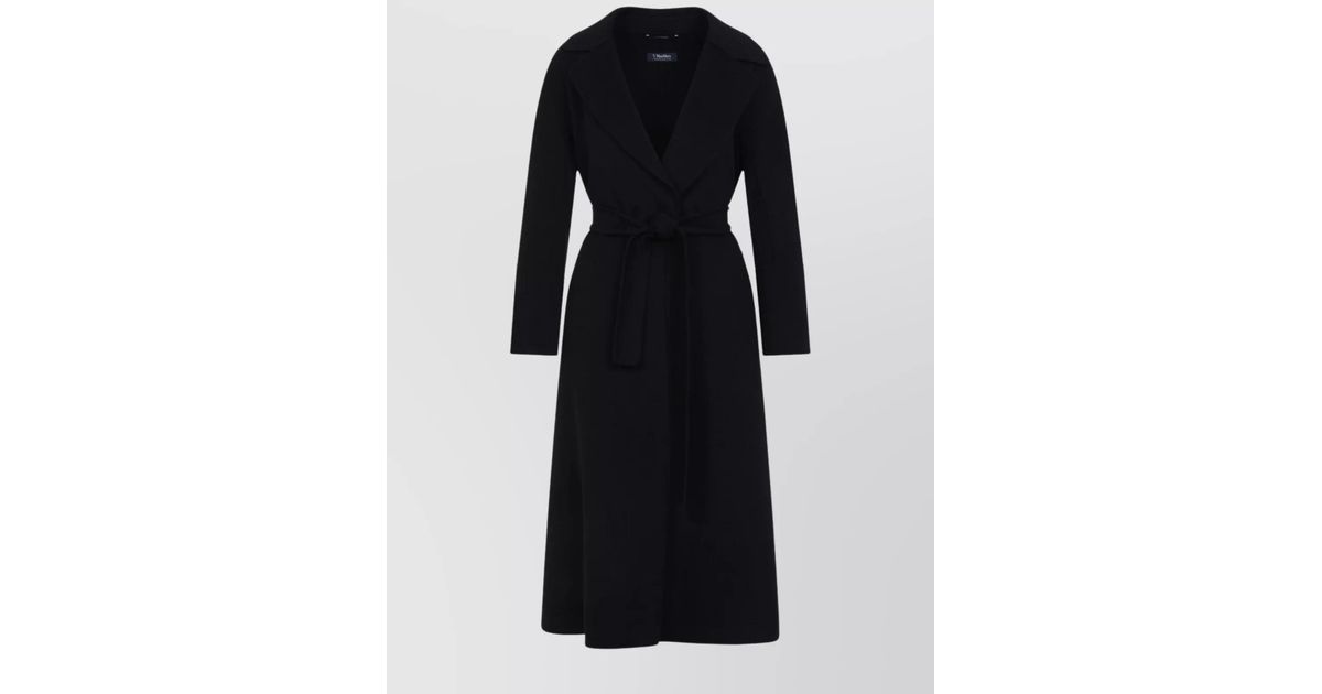 Max Mara Elisa Ankle-Length Belted Wool Coat in Black | Lyst