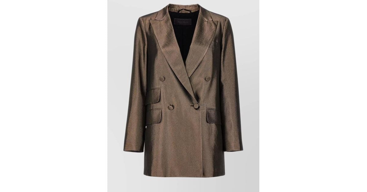 Max Mara 'Edro' Blazer Featuring Metallic Finish in Brown | Lyst