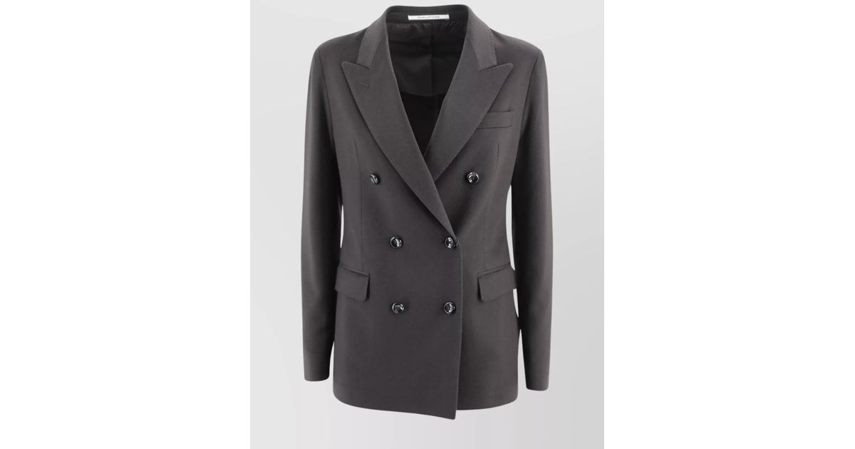Tagliatore Cashmere Double-Breasted Blazer in Black | Lyst UK