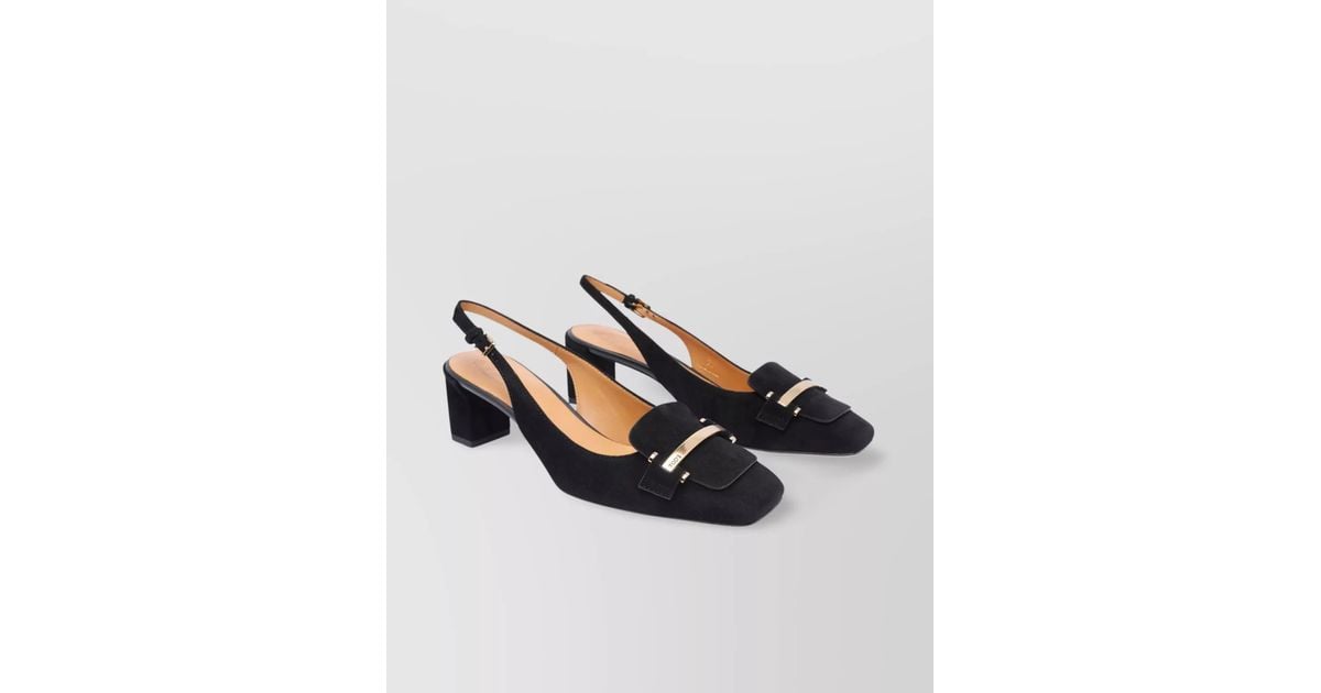 Tod's High Heel Suede Block Pumps in White | Lyst