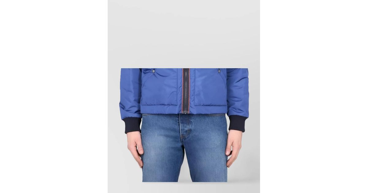 Fay Logo Hooded Bomber Jacket in Blue for Men | Lyst UK