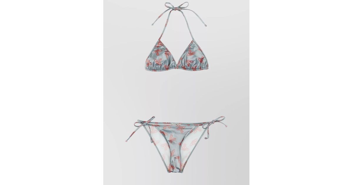 Vivienne Westwood Bikini Triangle Top Adjustable Straps in Gray | Lyst