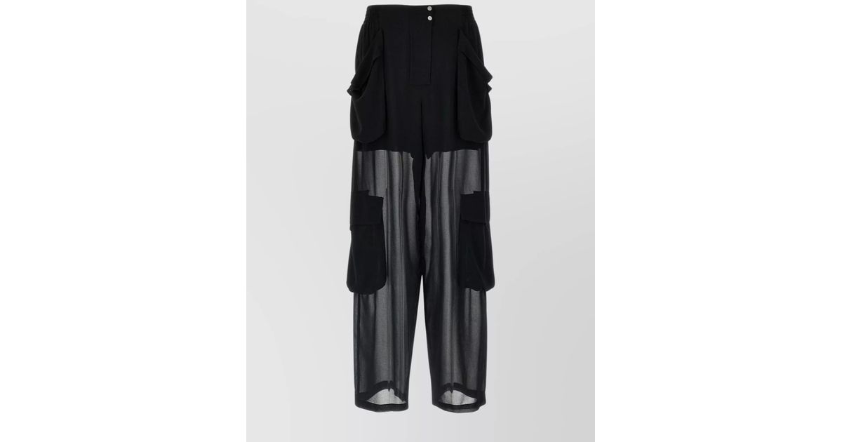 Pinko Utility Cargo Pants Sheer Panels in Black | Lyst