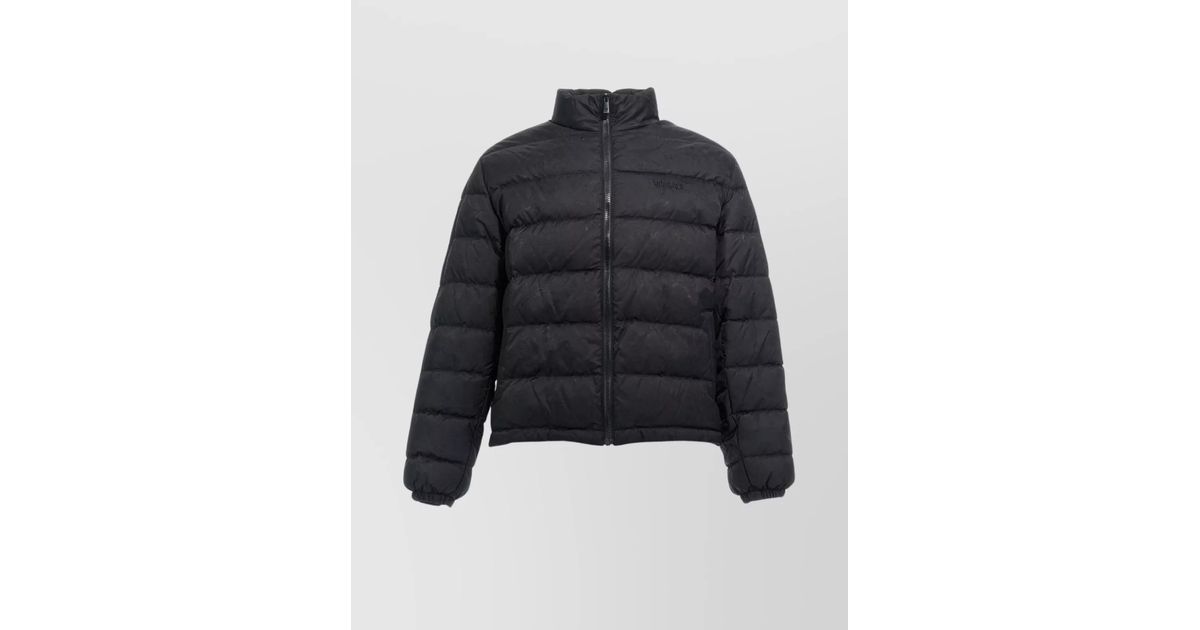 Versace High Collar Puffer Jacket With Elastic Cuffs in Blue for Men | Lyst