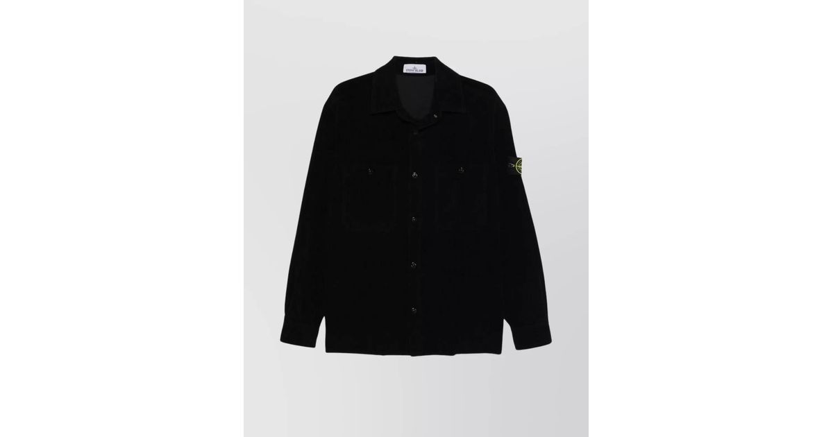 Stone Island Overshirt With Ribbed Texture And Pockets in Black for Men ...