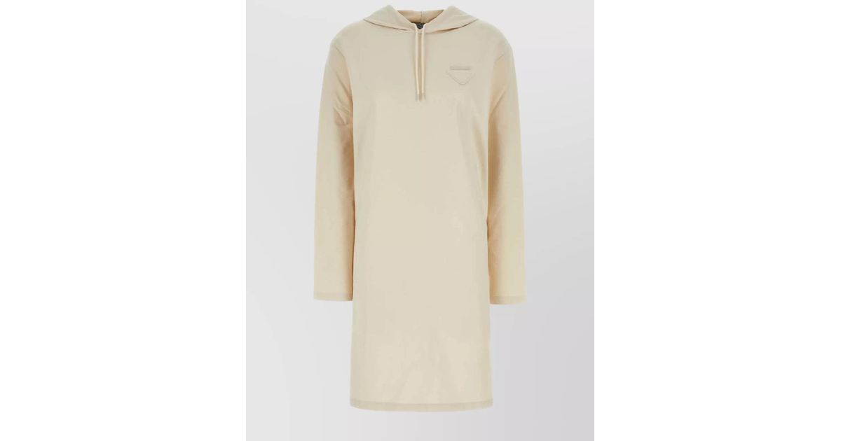 Prada Sweatshirt Dress Cotton Front Pocket in Natural | Lyst