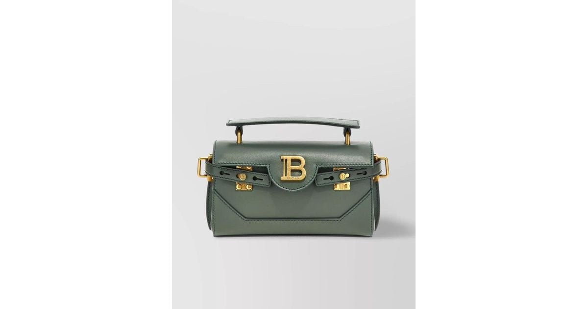 Balmain Top Handle Shoulder Bag With-Tone Hardware in Green | Lyst