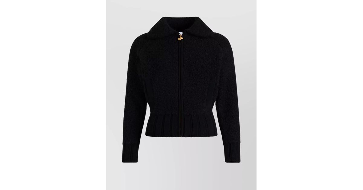 Patou Textured Fabric Jacket High Collar in Blue | Lyst UK