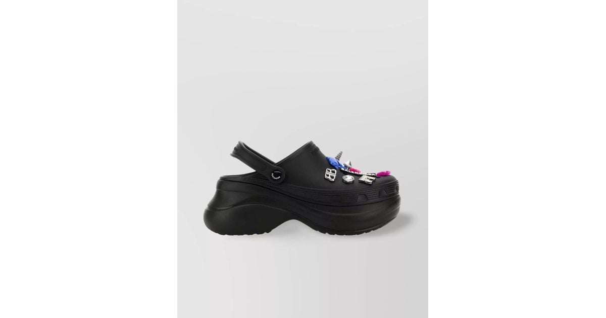 Balenciaga Rubber X Crocsâ„ Mules With Embellished Platform in Black | Lyst