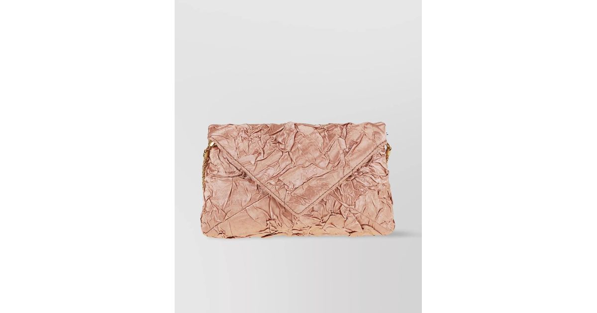 Dries Van Noten Chain Strap Crinkled Texture Envelope Flap Metallic ...