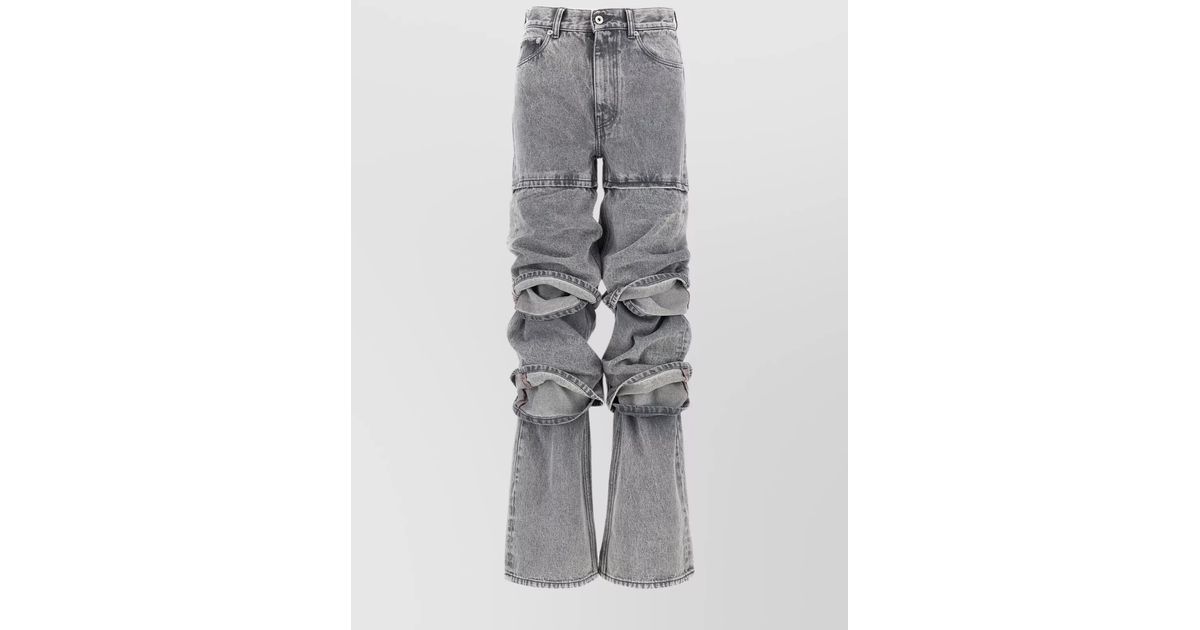 Y. Project 'Multi Cuff' Wide-Leg Jeans in Gray | Lyst