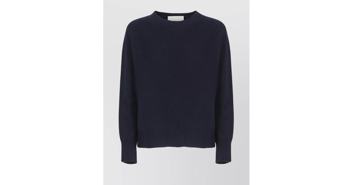 Vanisé Merino Wool Long Sleeve Crew Sweater in Blue | Lyst UK