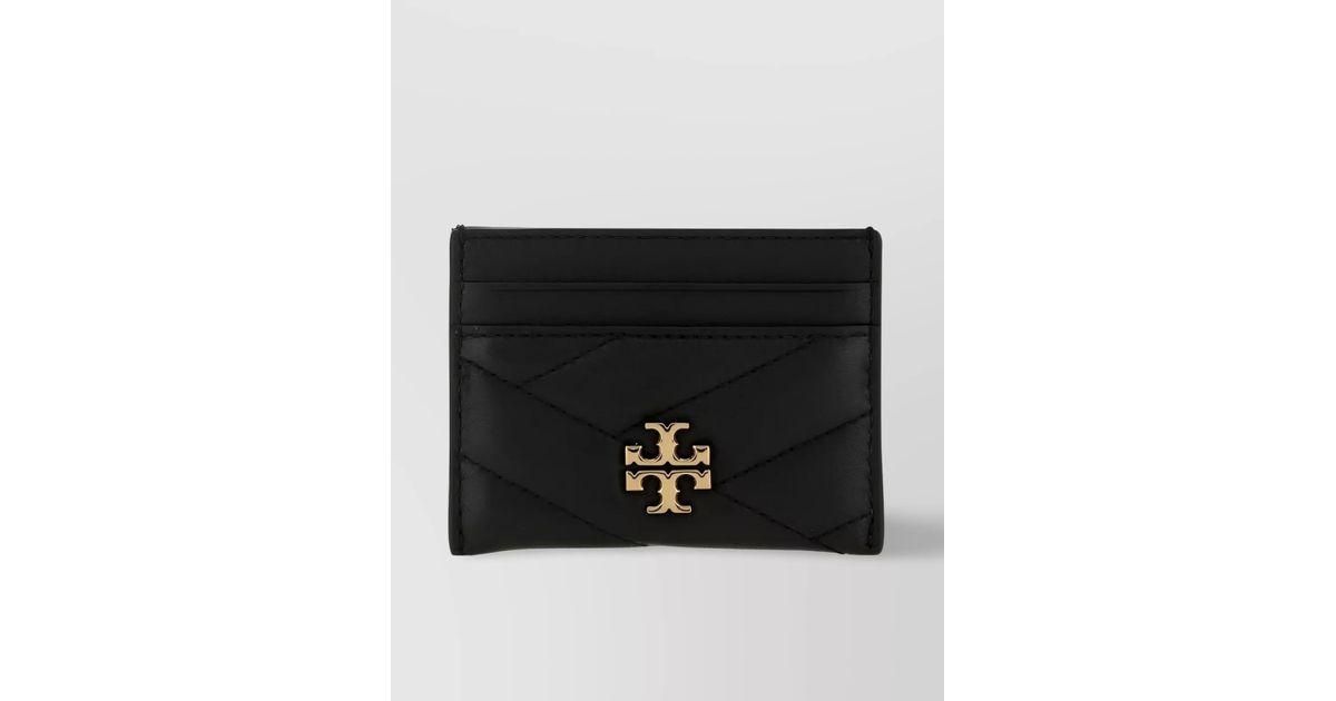 Tory Burch Quilted Emblem Leather Cardholder With-Tone Logo in Black | Lyst