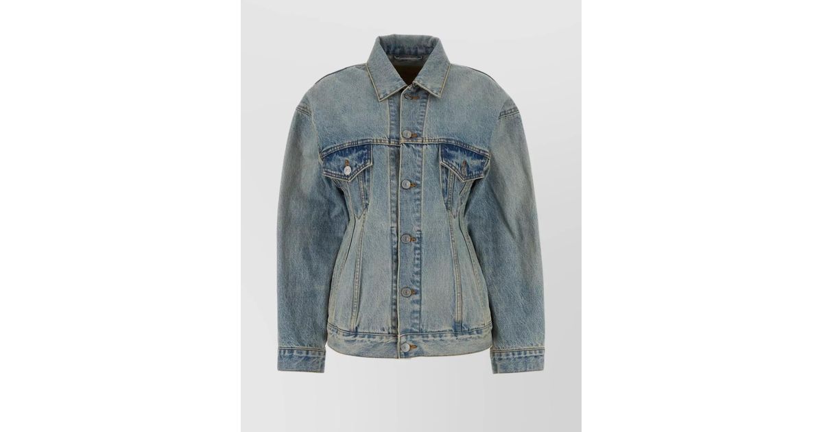 Balenciaga Denim Jacket With Adjustable Waist Tabs in Blue | Lyst