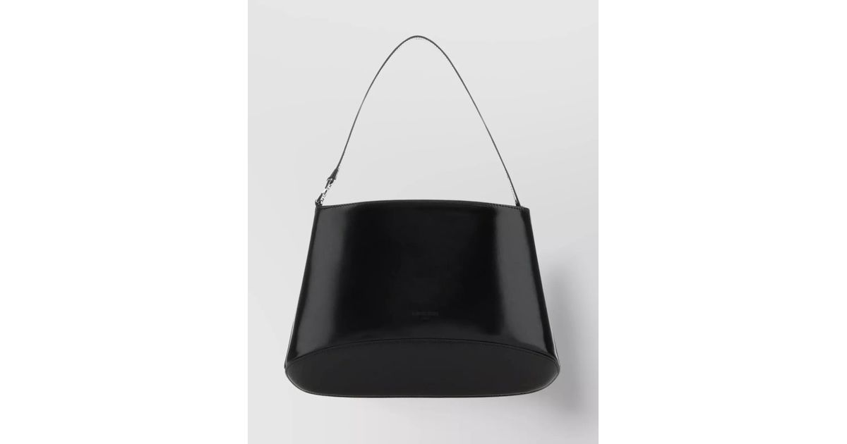 Low Classic Curved Glossy Leather Tote With Single Handle in White | Lyst