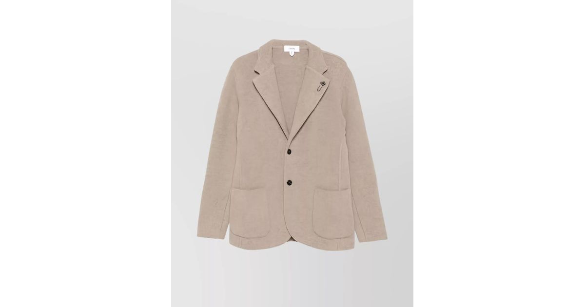 Lardini Textured Long Sleeve Jacket With Lapel Pin in Natural for Men ...