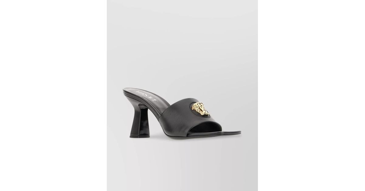 Versace Heeled Pumps With Open Toe And Embellished Detail | Lyst