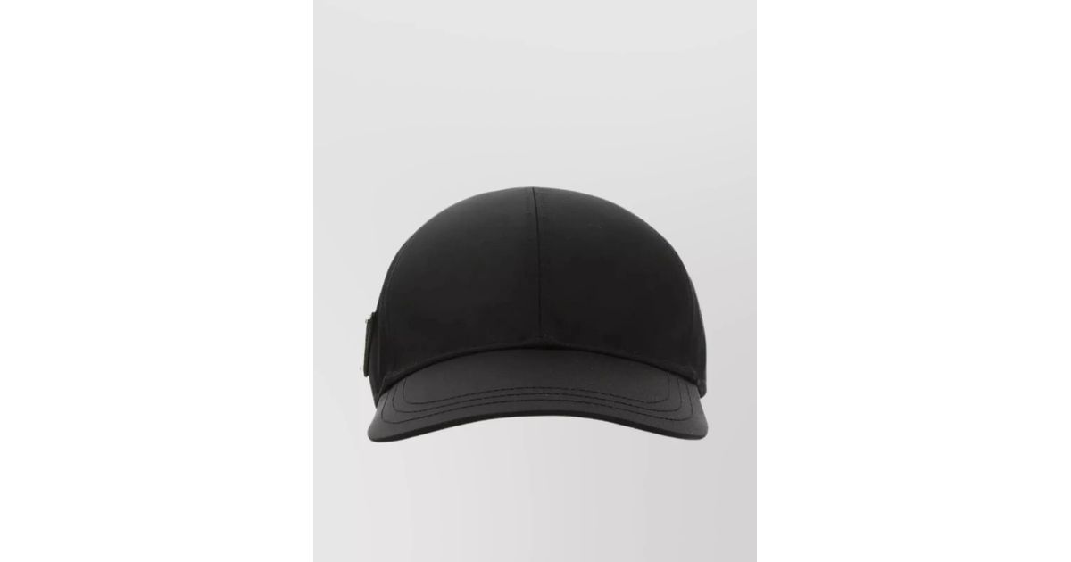 Prada Curved Visor Nylon Baseball Cap in Black | Lyst