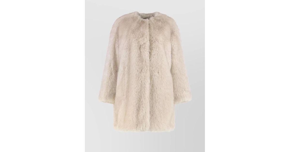 Max Mara Oversized Faux Fur Coat in Natural | Lyst