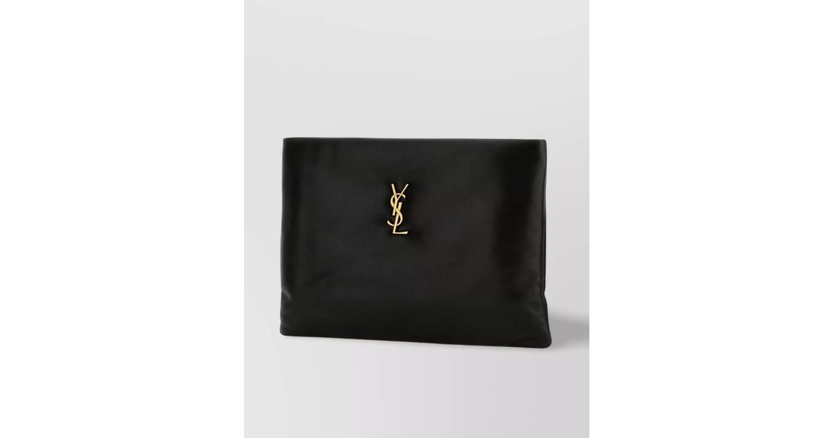 Saint Laurent Large Rectangular Smooth Finish Pouch in Black | Lyst