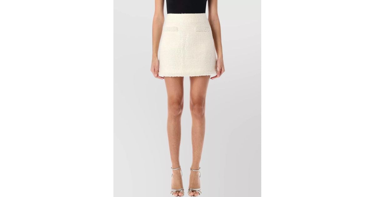 Self-Portrait Bouclé Beaded Mini Skirt in White | Lyst
