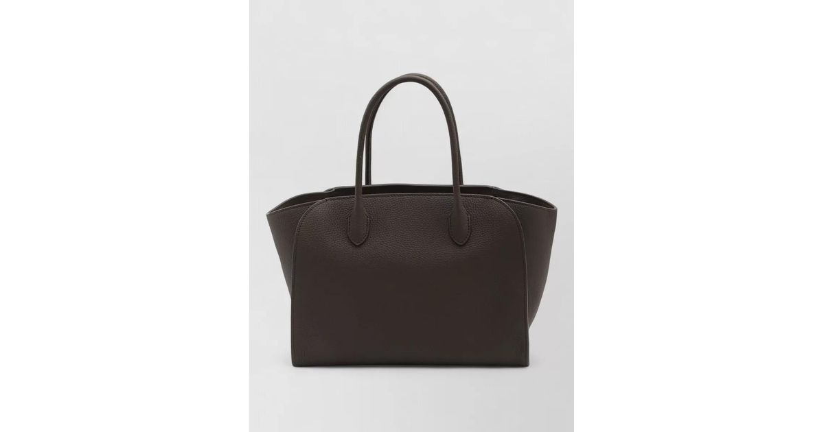 The Row Marlo 12 Hammered Leather Tote Bag in Black | Lyst