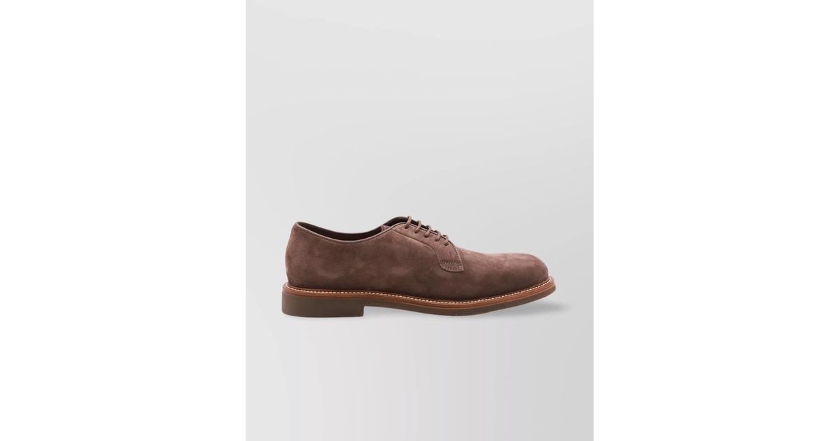 Brunello Cucinelli Brogues With Round Toe And Suede Finish in Brown for ...