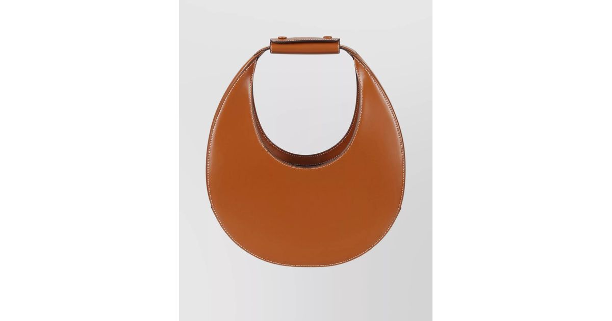 STAUD Leather Handbag With Curved Shape And Handle in Brown | Lyst UK