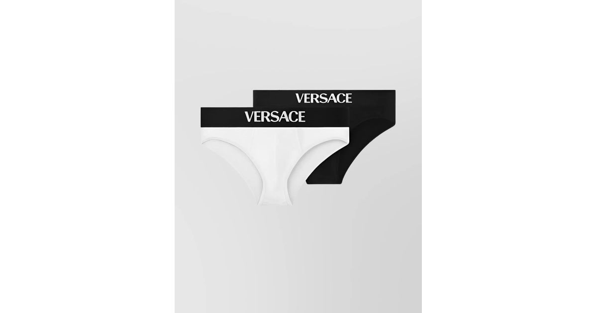 Versace Cotton Stretch Briefs 2 Pack in Black for Men | Lyst UK