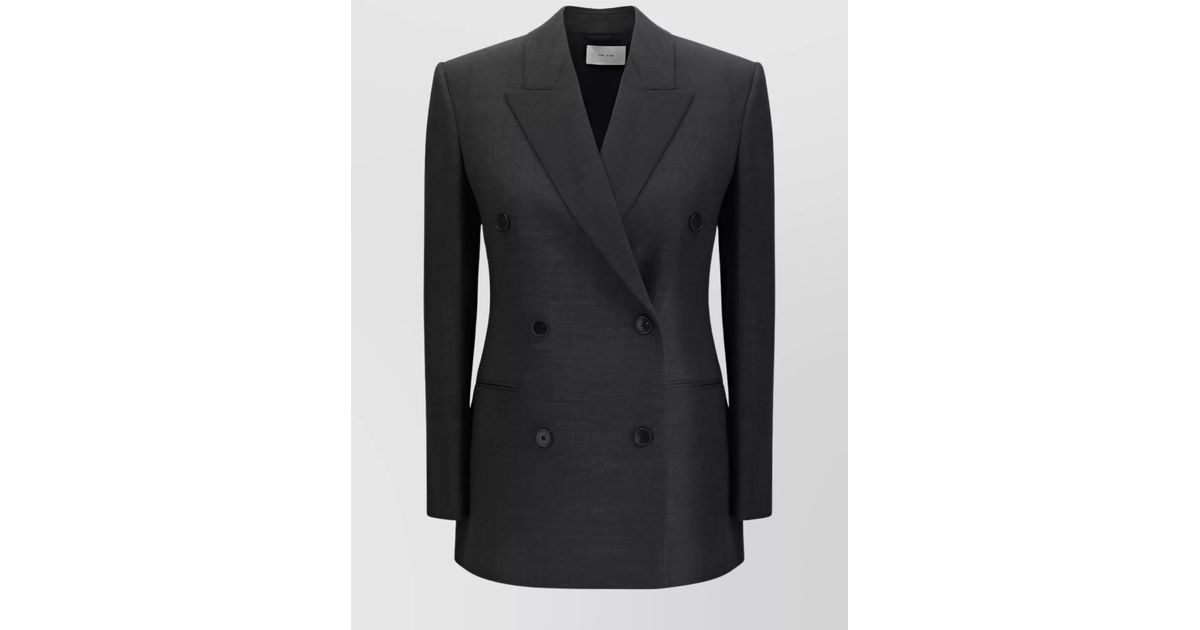 The Row Franny Wool Longline Blazer Jacket in Black | Lyst