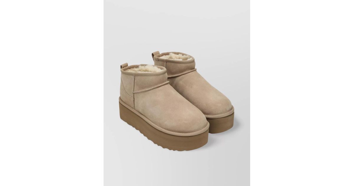 UGG Ankle Boots With Platform Sole And Suede Finish in Natural | Lyst UK