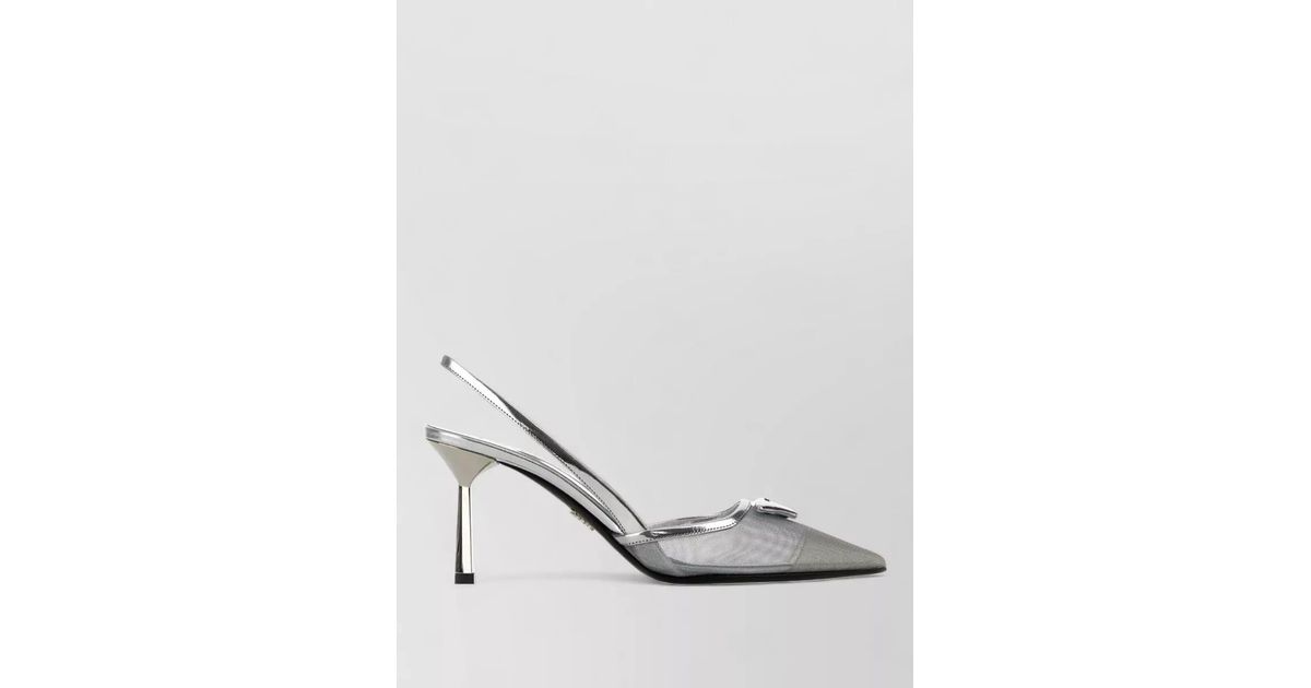 Prada Polyamide Mesh Slingback Pumps in White | Lyst