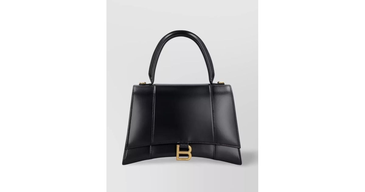 Balenciaga Hourglass Curved Base Calfskin Tote in Black | Lyst