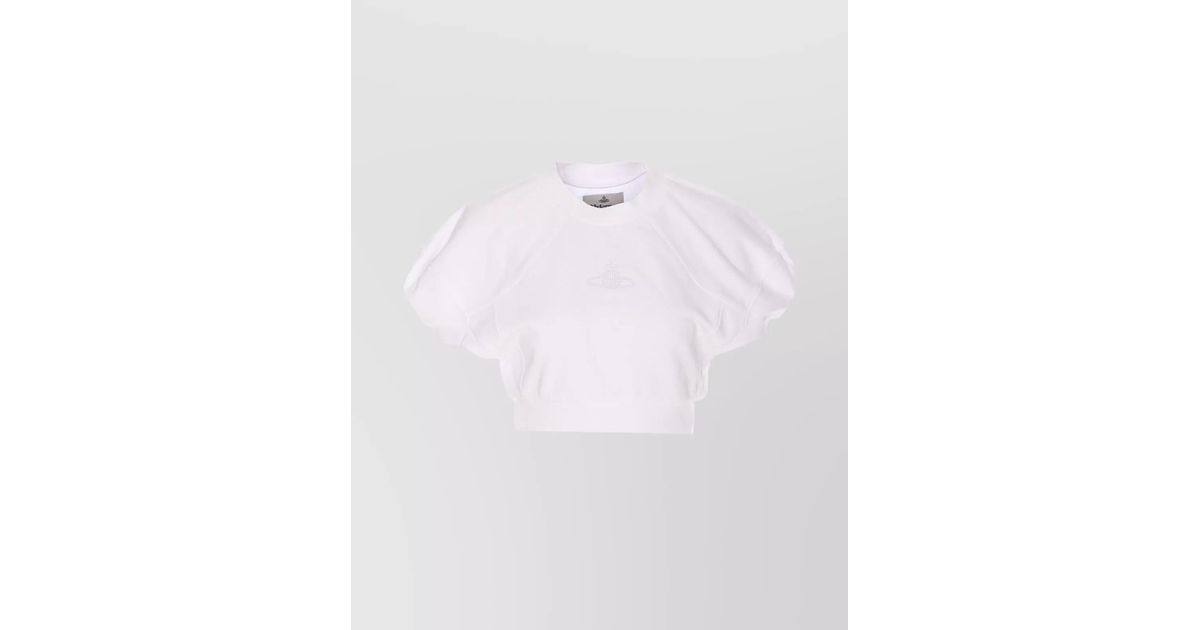 Vivienne Westwood Knitwear Crewneck Cropped T-Shirt Embroidered Logo in White | Lyst