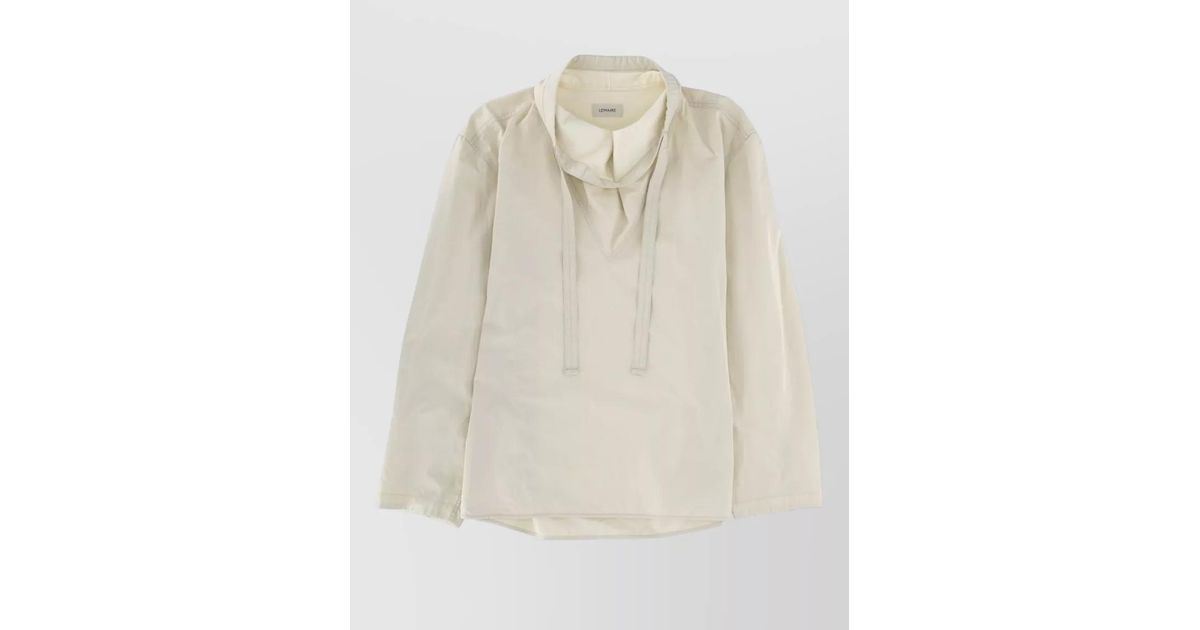 Lemaire Straight Top Vareuse Long Sleeves Drawstring Neck in Natural | Lyst