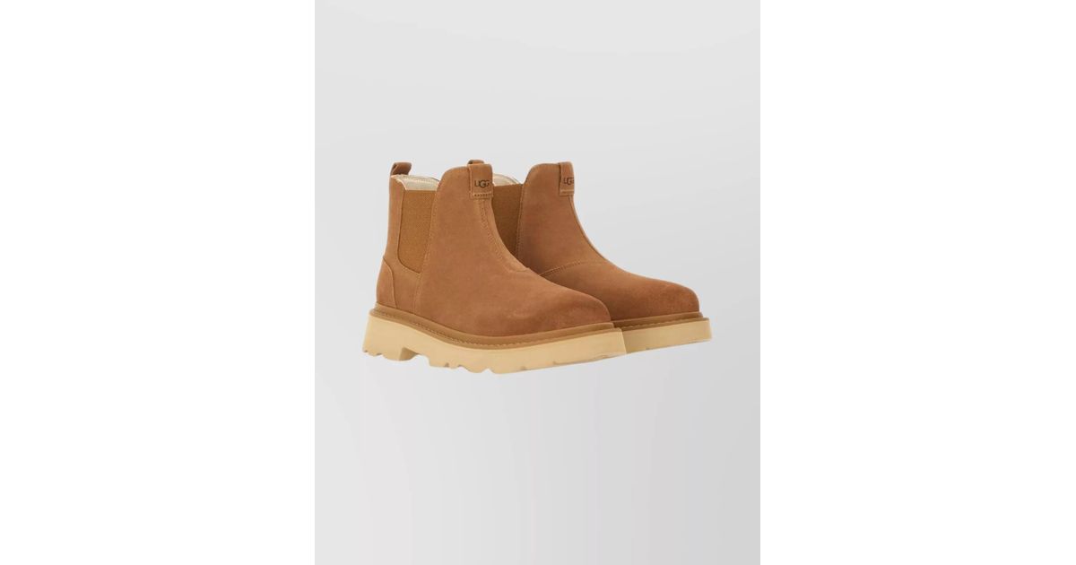 UGG Round Toe Boots With Elastic Side Panels in Brown for Men | Lyst