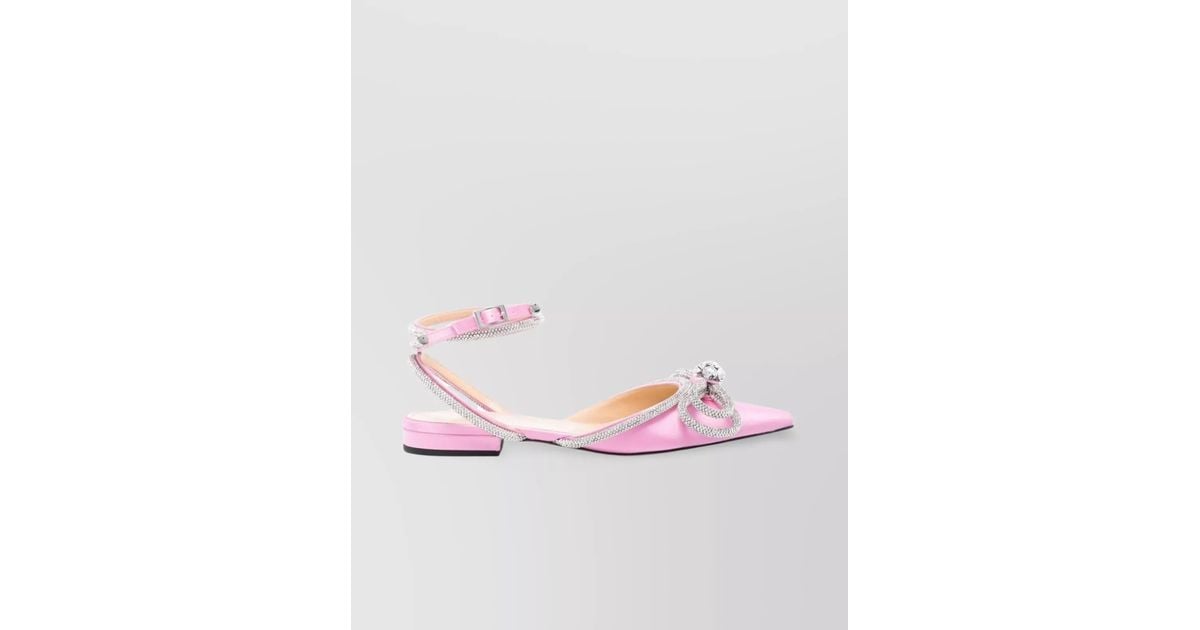 Mach & Mach Satin Slingback Ballet Flats With Double Bow in Pink | Lyst