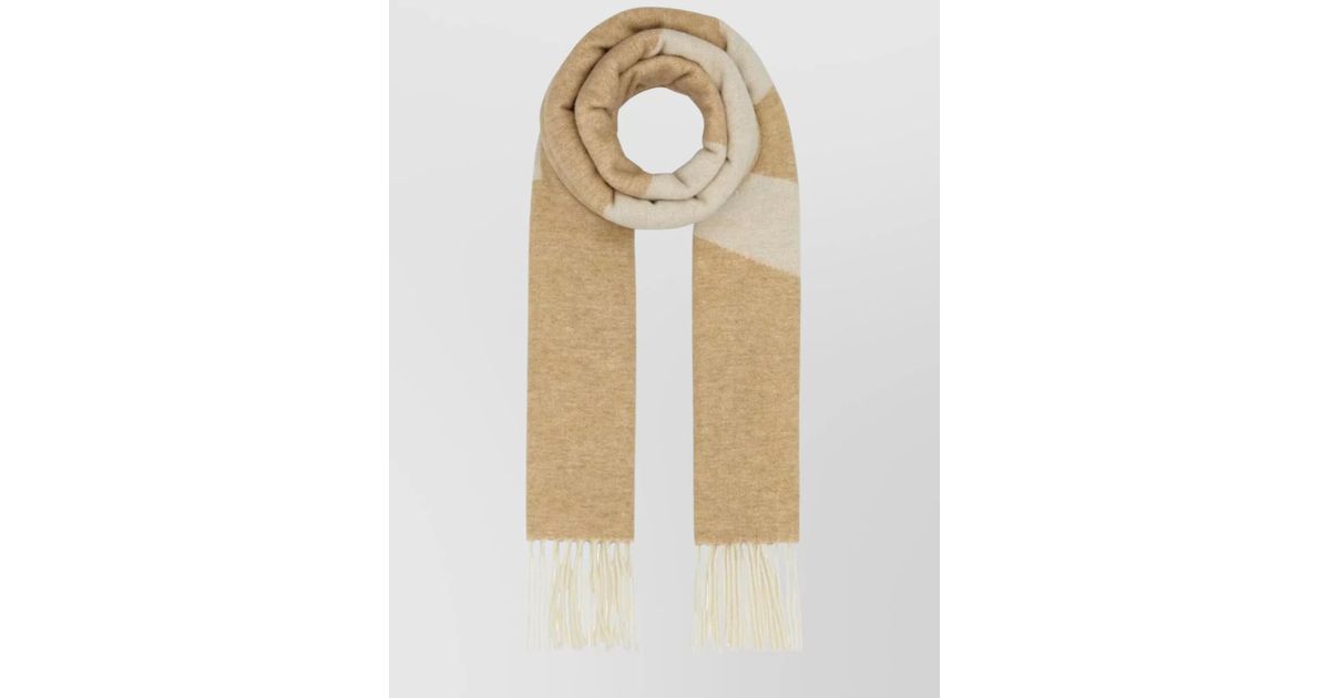 A.P.C. Wool Blend Malo Scarf With Fringe Detail in Natural | Lyst