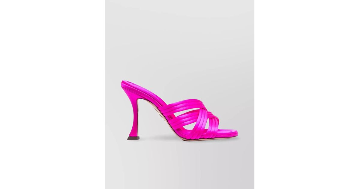 Aquazzura Heeled Satin Crossover Sandals in Pink | Lyst UK