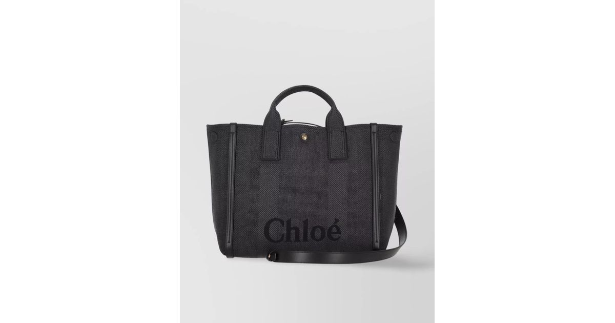 Chloé Tote Bag Logo Leather Bands in Black | Lyst