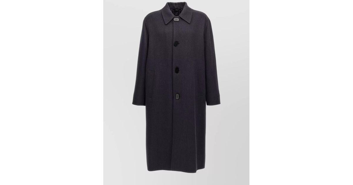 Fendi Double-Breasted Wool Coat Back Vent in Blue for Men | Lyst