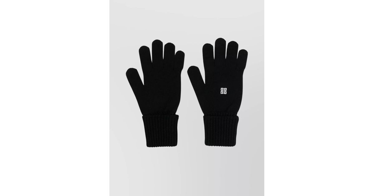Givenchy Knit Texture Ribbed Cuffs Gloves in Black for Men | Lyst