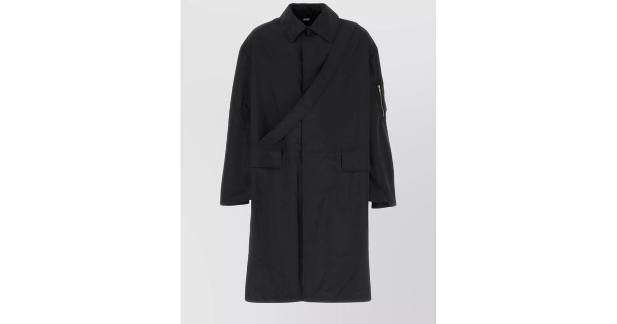 Random Identities Collared Long Length Coat With Front Pockets in Black ...