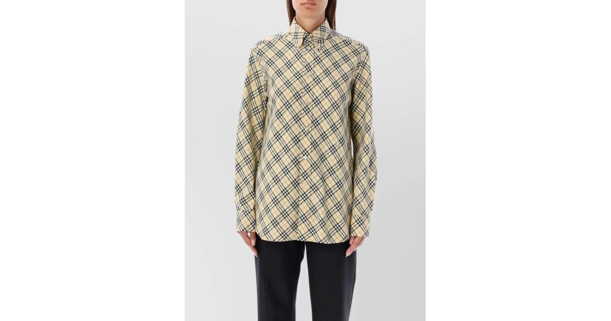 Burberry Oversized Check Shirt With Long Sleeves in Natural | Lyst