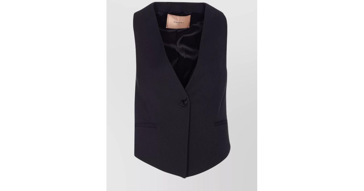 Twinset Sleeveless V-Neckline Jacket Back Slit in Blue | Lyst UK