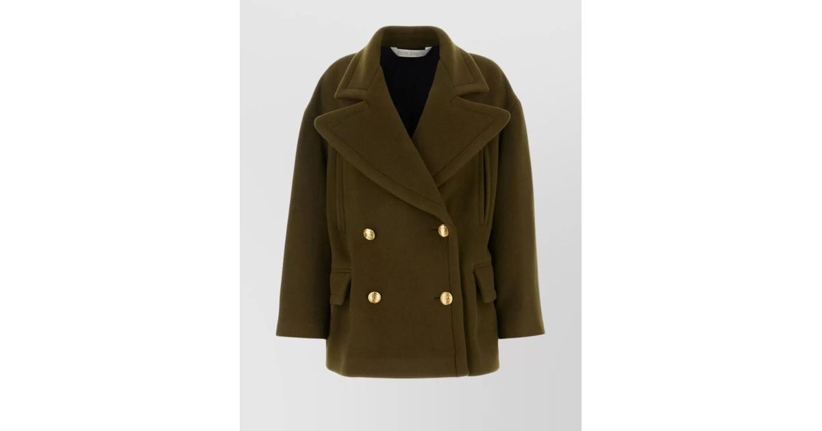 Palm Angels Coat Short-Cut Double-Breasted Structured Shoulders in ...