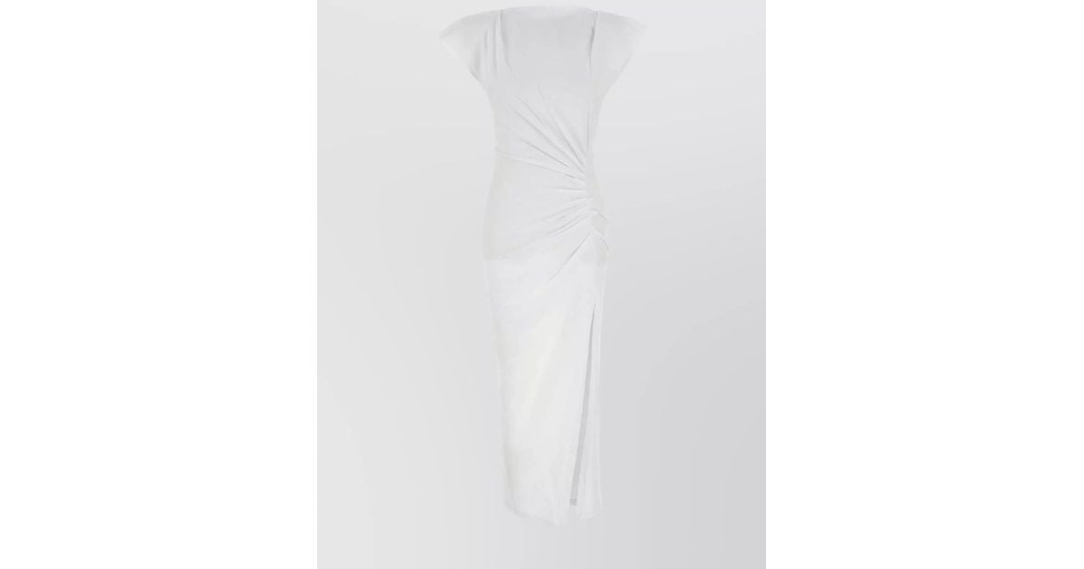 Isabel Marant Cotton Draped Boat Neck Short Sleeve Maxi Dress in White ...